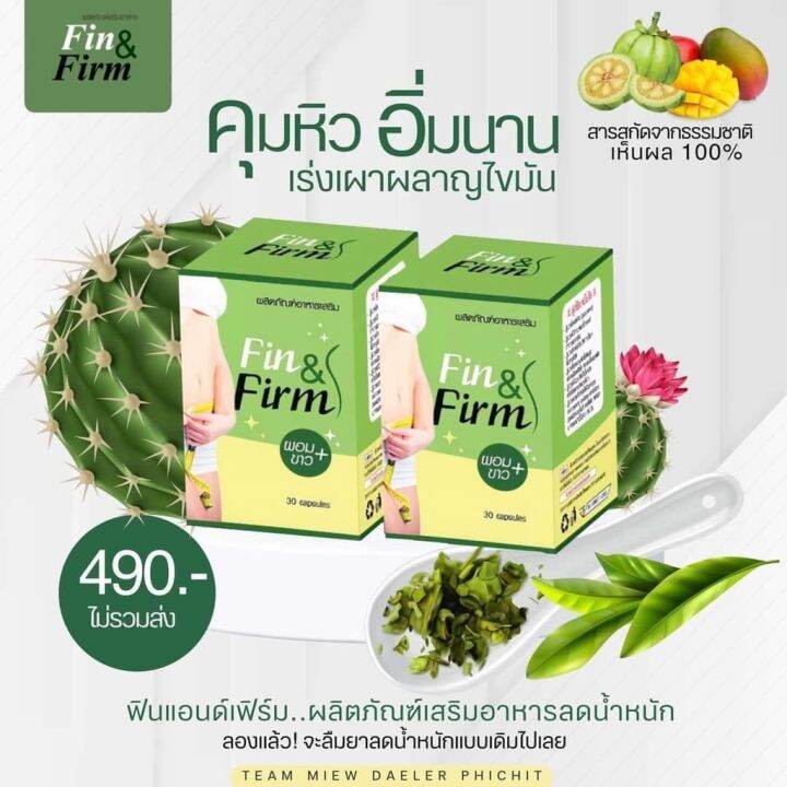 [พร้อมส่ง/ส่งฟรี] ฟินแอนด์เฟิร์ม Fin & Firm อาหารเสริมลดน้ำหนัก คุมหิว ...