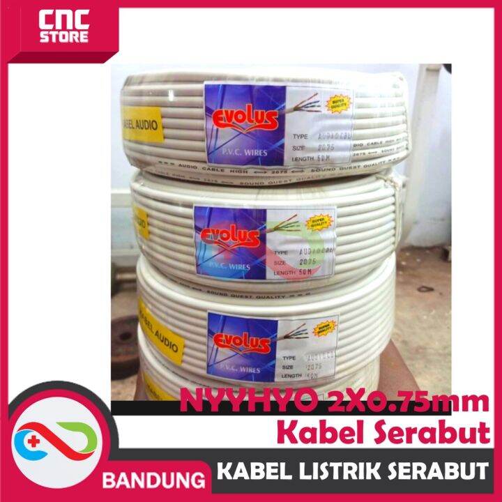 KABEL LISTRIK SERABUT TEBAL 2X0.75MM NYYHYO KABEL SERABUT PERMETER ...