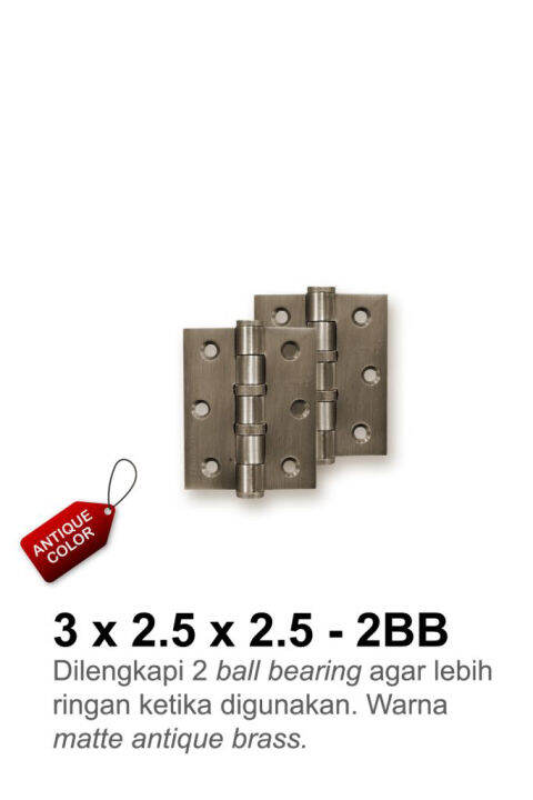 EVOMAB - MHSH-3X2-5X2-5-2BB-MAB - Door Hinge (Engsel, Iron, 3x2,5x2,5mm-2BB, Matt Antique Brass ...