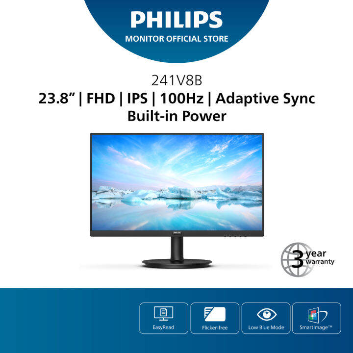 Philips 241V8B 23.8" Full HD 100Hz Adaptive Sync Flicker Free Low Blue ...
