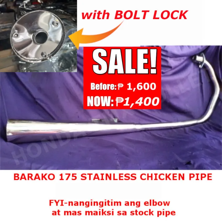 Barako 175 Full Exhaust System Muffler, Open Muffler Chicken Pipe WITH ...
