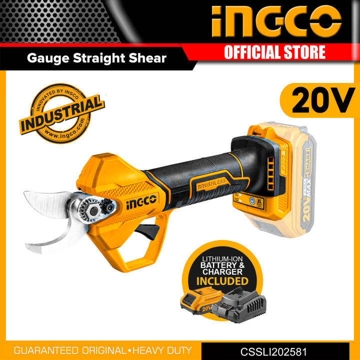 INGCO 20V Lithium-Ion Brushless Motor Gauge Straight Pruning Pruner ...