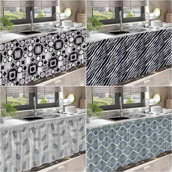 Black grey kitchen sink curtain 1 Lababo sink curtain lower half ...