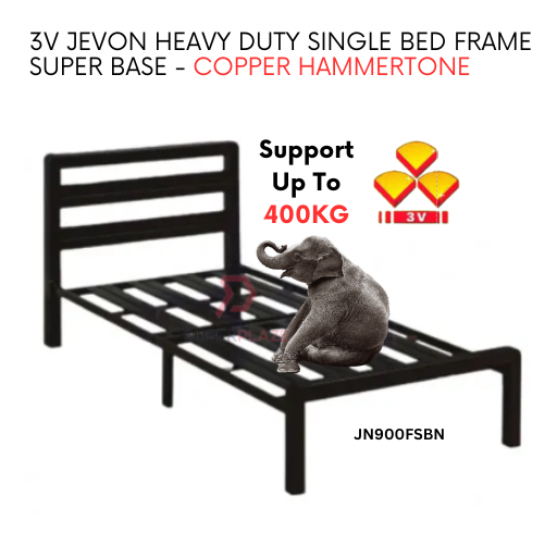 Copper Hammertone 3V Jevon Heavy Duty Single Bed Frame Super Base Powder Coating Steel | Lazada