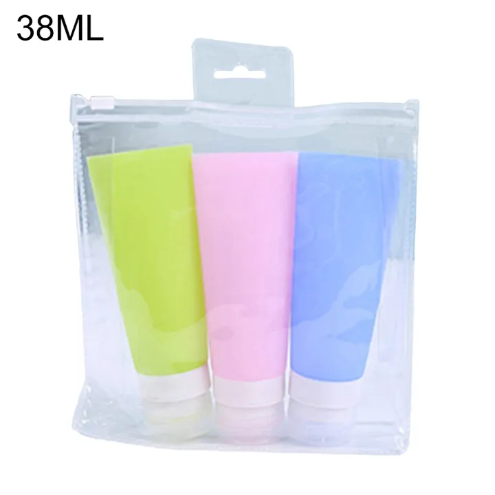 3Pcs 38/60/80ml Travel Silicone Lotion Shampoo Shower Gel Cosmetics ...