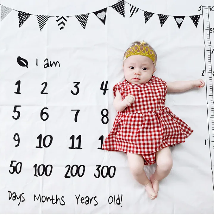 【1-3 Days Delivery】Monthly Growth Milestone Blanket Letter Photography ...