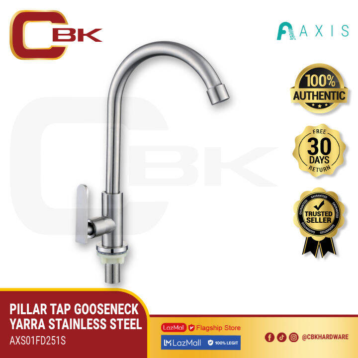 AXIS AXS01FD251S PILLAR TAP GOOSENECK KITCHEN FAUCET DECK MOUNT YARRA ...