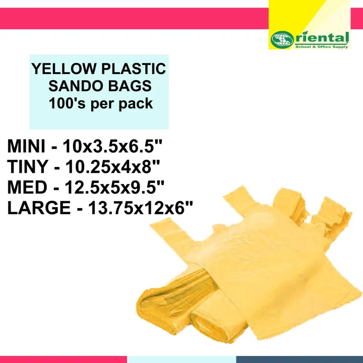 Yellow Plastic Jumper Sando Bag 100's per pack - Mini Tiny Medium Large ...