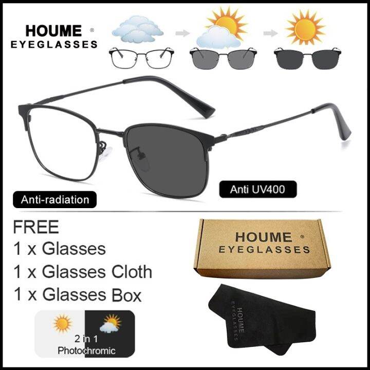 Isadore Photochromic Anti Radiation Eye Glasses For Women/Men Anti Blue ...