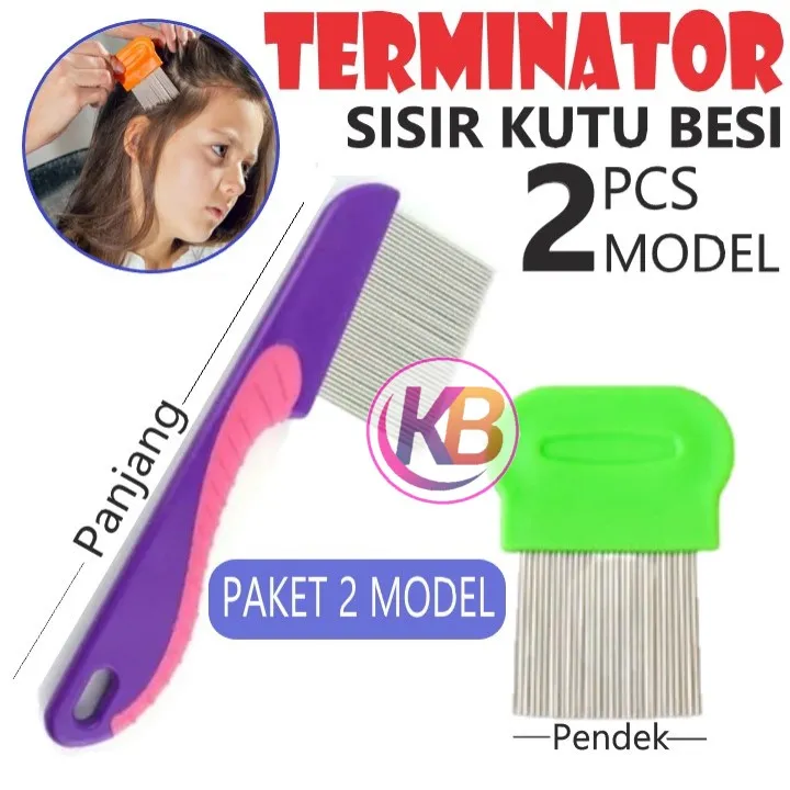 ( SISIR PANJANG & PENDEK ) Sisir Kutu Gagang Besi 2in1 - Sisir Kutu ...