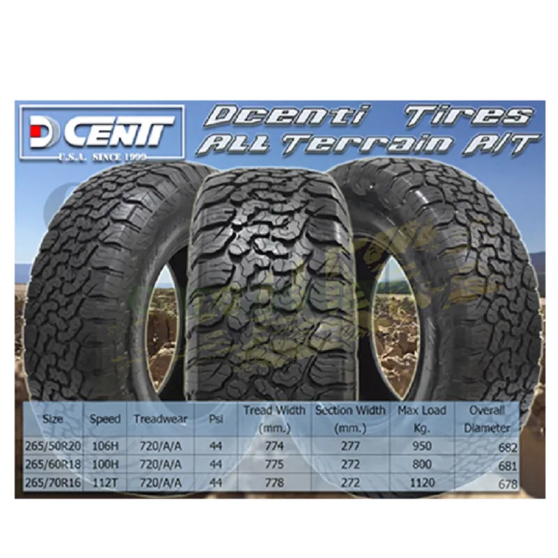 DCENTI รุ่น ALL-TERRAIN 265/65R17 265/70R16 265/60R18 265/50R20 ยางรถกะบะยางปี 2021-2022แถมจุ๊บ ...