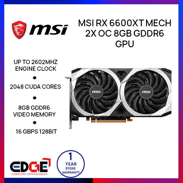 EDGE | MSI RX 6600XT Mech 2X OC 8GB GDDR6 GPU Graphics Card | Lazada PH