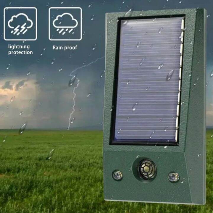 Ultrasonic Animal Repeller Insect Solar Repellent Flashing Red Light ...