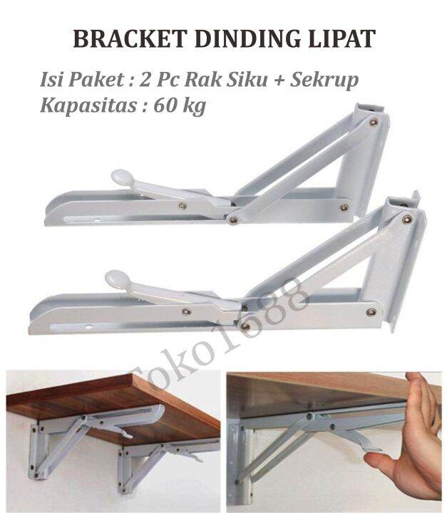 Toko1688- 2Pc Siku Lipat Dindng - Rak Siku Dinding - Bracket Lipat ...
