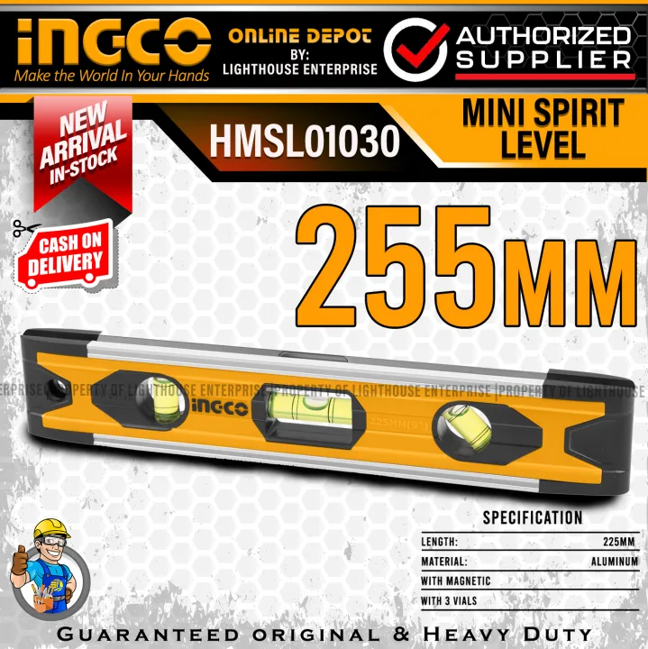 INGCO 255mm Mini Spirit Level Bar (HMSL01030) *LIGHTHOUSE ENTERPRISE ...