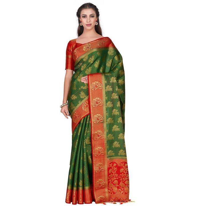 TRADITIONAL KANCHEEPURAM Authentic INDIAN Srikara Art Silk Printed ...