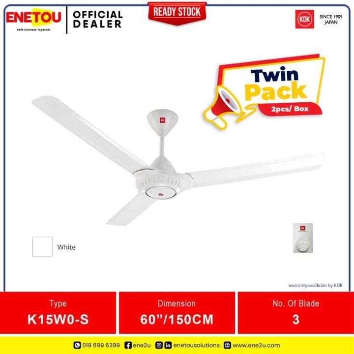 [2 UNITS] KDK K15W0 60" 3 BLADES CEILING FAN WHITE | Lazada