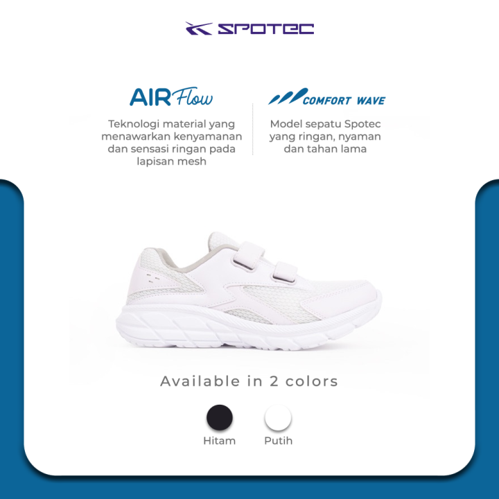 Spotec Sepatu Student Calvin Velcro JR Putih - Putih | Lazada Indonesia