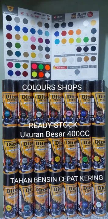 Pilok Pilox Cat Semprot Diton Premium Ready Berbagai WARNA HITAM MERAH PUTIH BIRU HIJAU KUNING ...