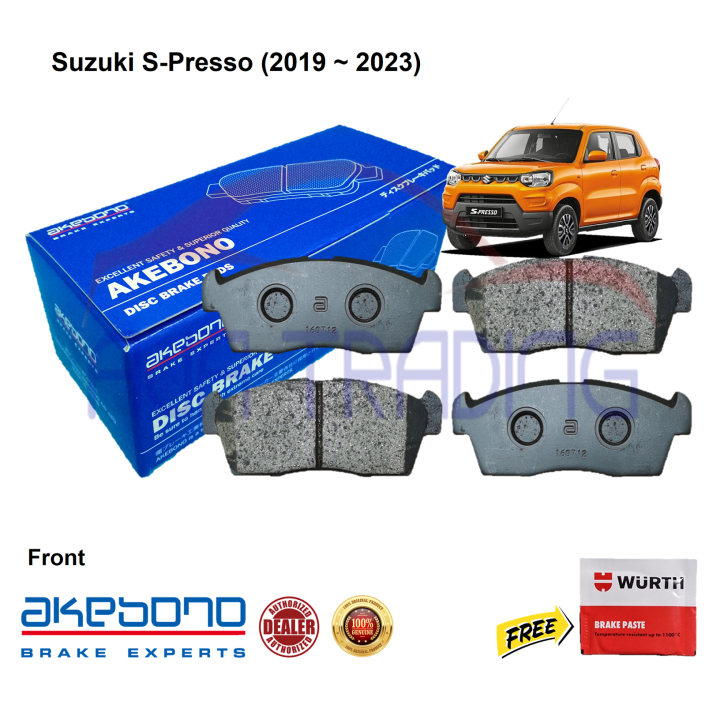 Genuine Akebono Front Brake Pads for Suzuki S-Presso (2019 ~ 2023) - SPRESSO w/ free WURTH Brake ...