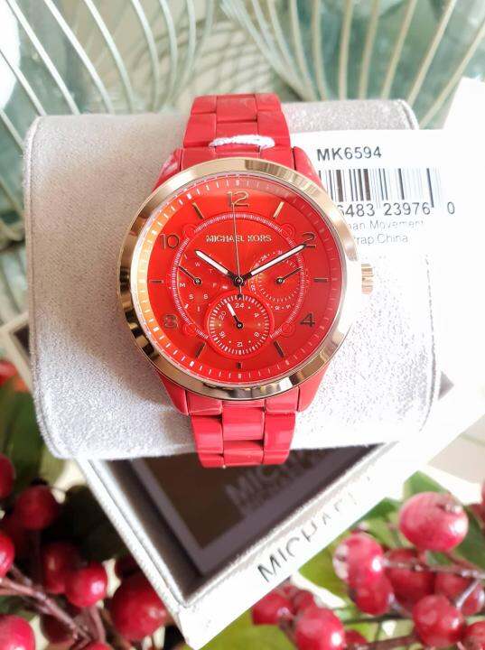 Michael Kors Women's Runway Chronograph Red Coated Stainless Steel ...