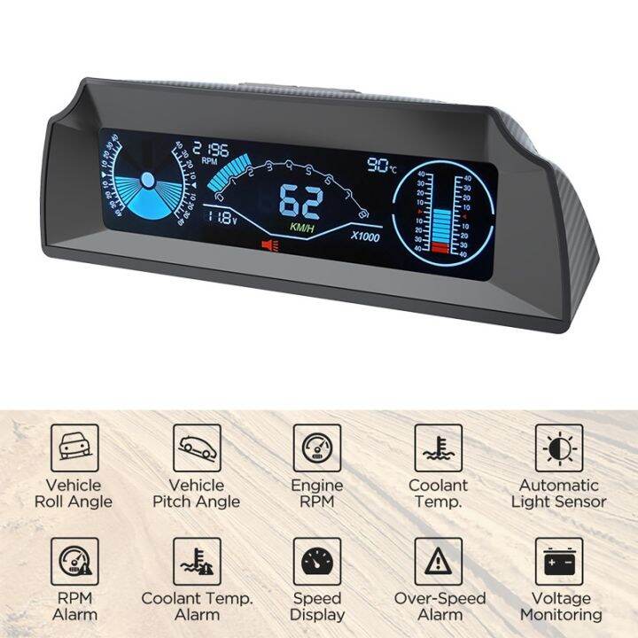 AUTOOL X90 Speed Slope Meter OBD Version HUD Inclinometer Car Compass ...