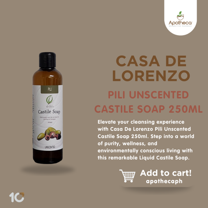 Casa De Lorenzo Pili Unscented Castile Soap 250ml: All-Natural Organic ...