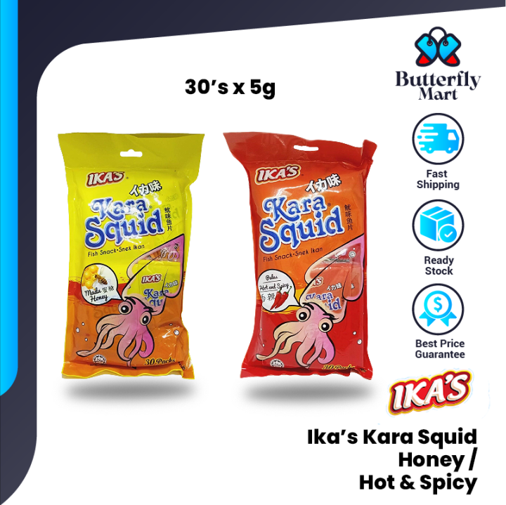 Ika's Kara Squid 30'sx5G HONEY/HOT & SPICY Fish Snack Snek Ikan Makanan ...