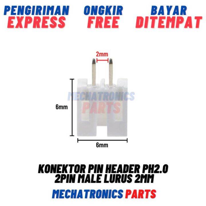 Konektor Pin Header PH2.0 2Pin Male Lurus 2P PH 2.0mm 2mm Soket Socket Connector | Lazada Indonesia