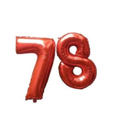 Balon Foil Angka 78 Jumbo Size 100 cm Warna Merah HUT / Kemerdekaan RI ...
