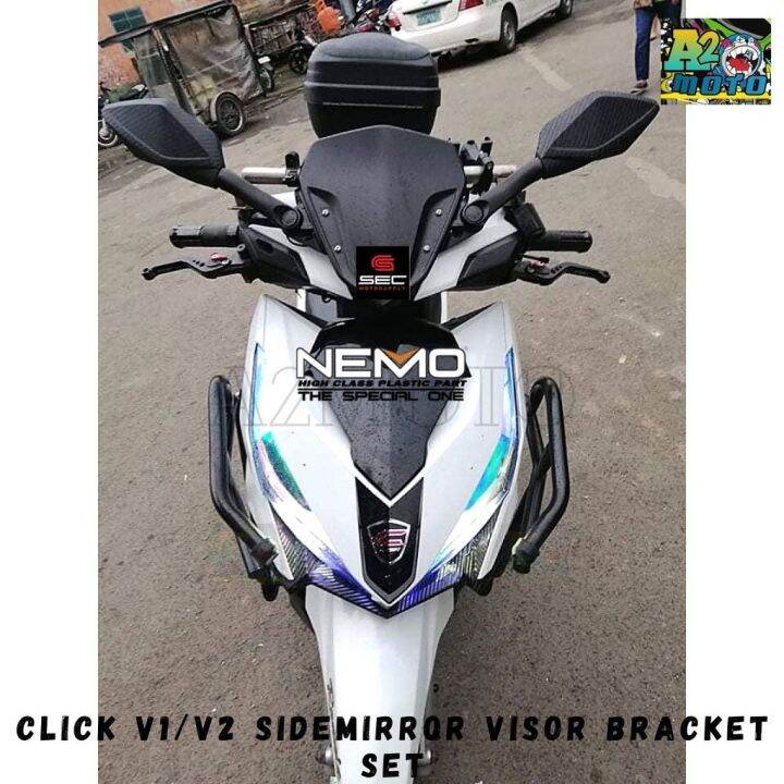 Honda Click V1 V2 Side Mirror with Bracket and Visor SET | Lazada PH