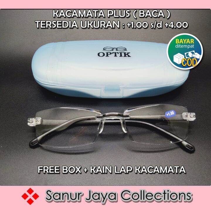 Kacamata baca kacamata plus frame kacamata rimless | Lazada Indonesia