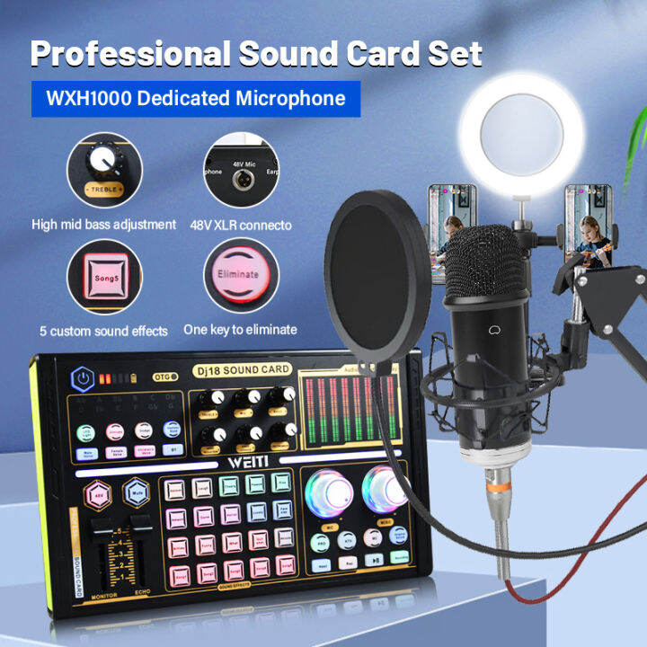 DJ18 Live Sound Card Digital Mini Audio Mixer Console Live Video ...