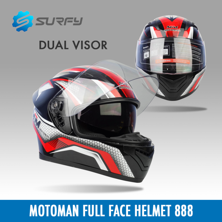 MTM Helmet Honey Comb Full Face Helmet Dual Visor S-888 With ICC ...