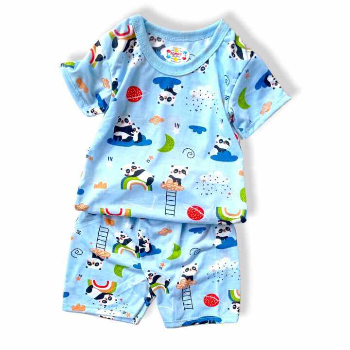 Free ongkir cod suit Children Baby toddler motif blue panda 0-2 years ...