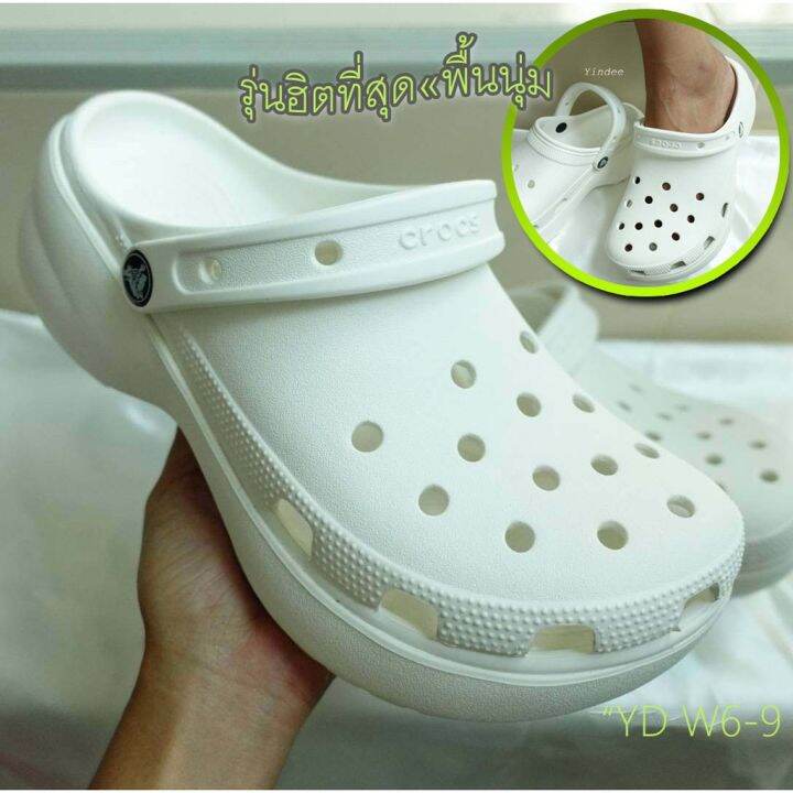Crocs Classic Platform Clog รองเท้าcrocs สีขาว สัมผัสความนุ่มสุด ความ