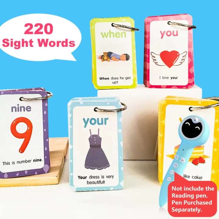 221PCS/Set Kids English Sight Words English Flash Cards Early Phonics ...