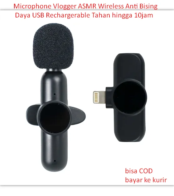 Microphone Vlogger ASMR Wireless Anti Bising Daya USB Rechargerable ...