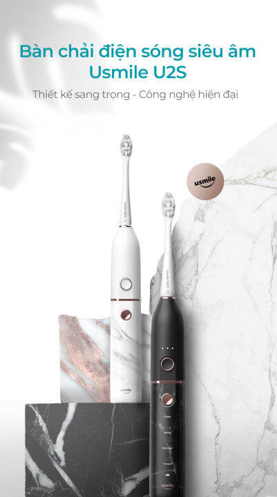 Bàn chải điện sóng siêu âm usmile U2S (tặng travel case) - Màu trắng - Bảo hành 12 tháng | Lazada.vn