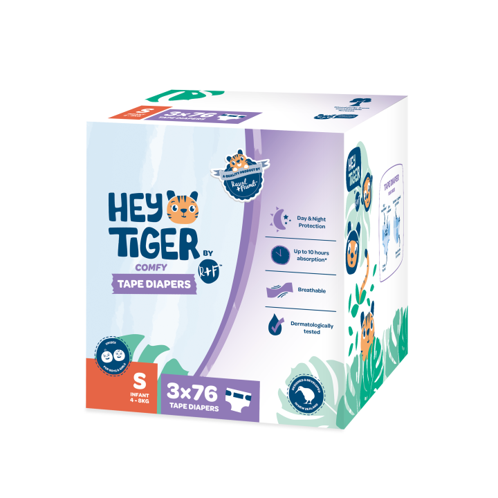 HEY TIGER Tape Super Jumbo Box SMALL (4-8 kg) - 228 pcs - Tape Diapers | Lazada PH