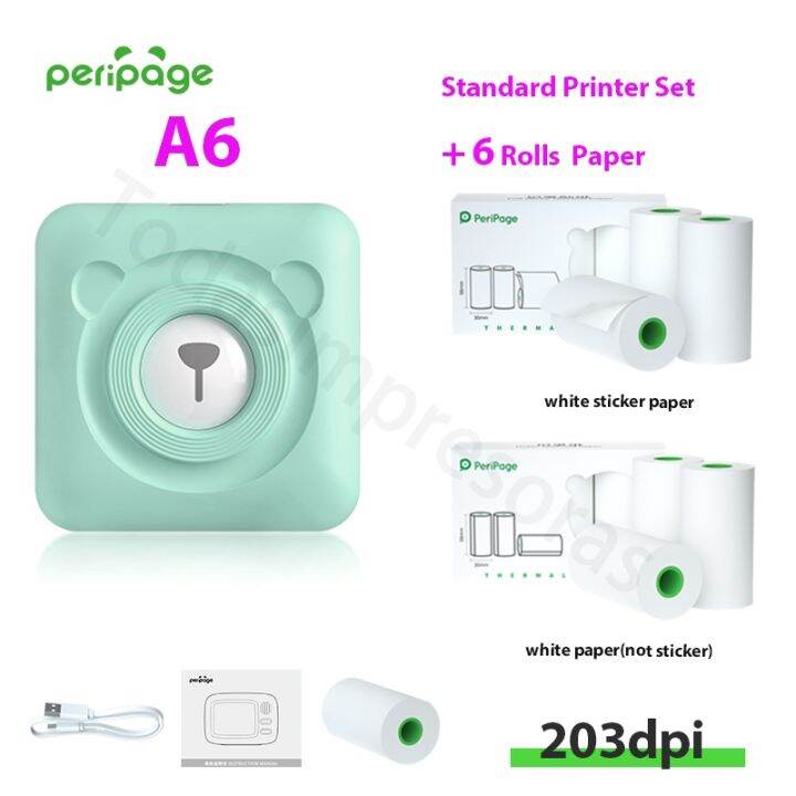 Original Peripage A6 203dpi HD Thermal Photo Printer Mini Pocket ...