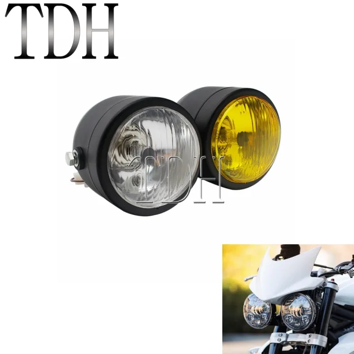 Chrome Retro Dual H4 Headlight Bracket Front Lamp Dominator Universal ...