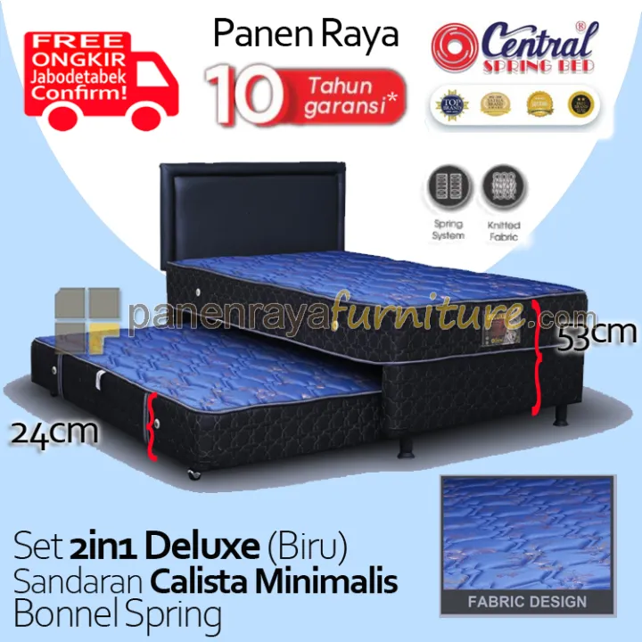 Central Springbed - 2in1 Deluxe Biru Full Set Sandaran Calista ...