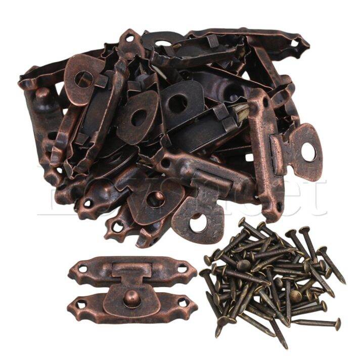 10 X Mini Jewelry Case Metal Decorative Wooden Box Lid Red Bronze Latch ...