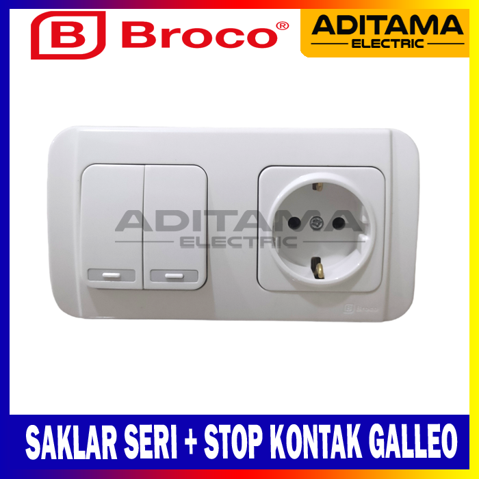 SAKLAR SERI DOUBLE + STOP KONTAK + INBOWDUS BROCO GALLEO G26251 ...