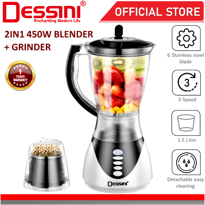 DESSINI ITALY Stainless Steel Blender Grinder Mixer Juicer Extractor ...
