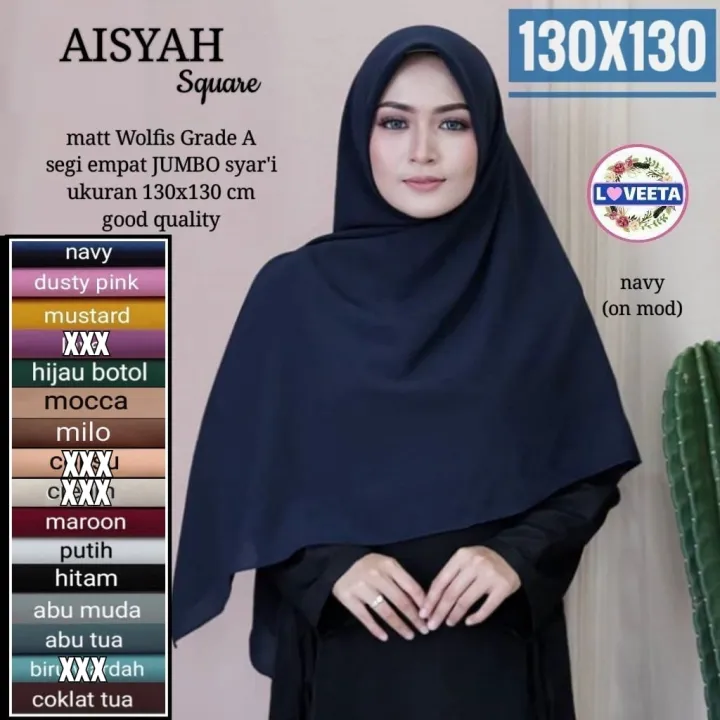 Hijab segiempat ukuran 130 x 130 cm | Lazada Indonesia