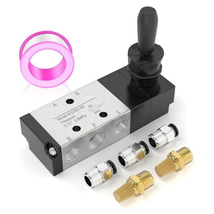 1/4Inch NPT 5 Way 3 Position Air Hand Lever Operated Valve Pneumatic Solenoid Valve Manual ...