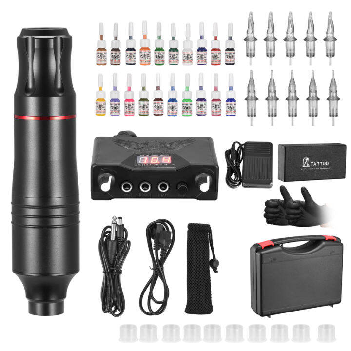 Rotary Tat-too Pen Machine Kit, Professional Tat-too Pen with 20 Colors ...