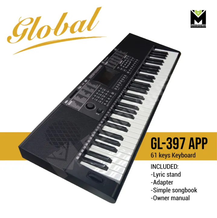 Global GL-397 App 61 keys keyboard w touch responds, built in mp3 player w lightning keys ...